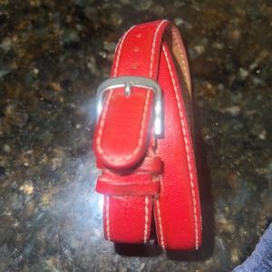 agatha | Accessories | Agatha Double Face Tank Silver Watch Red Leather ...